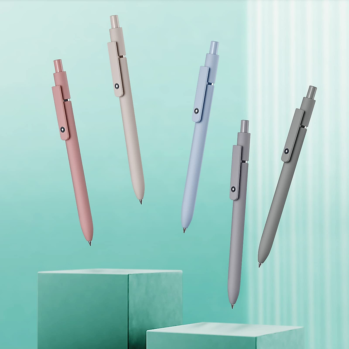 Eeoyu 5pcs Gel Pens Quick Dry Ink Pens Fine Point Retractable Roller Ball Pens Black Ink Smooth Writing Pens, Cute Pens, Aesthetic pens for School Office Home Diary Pens