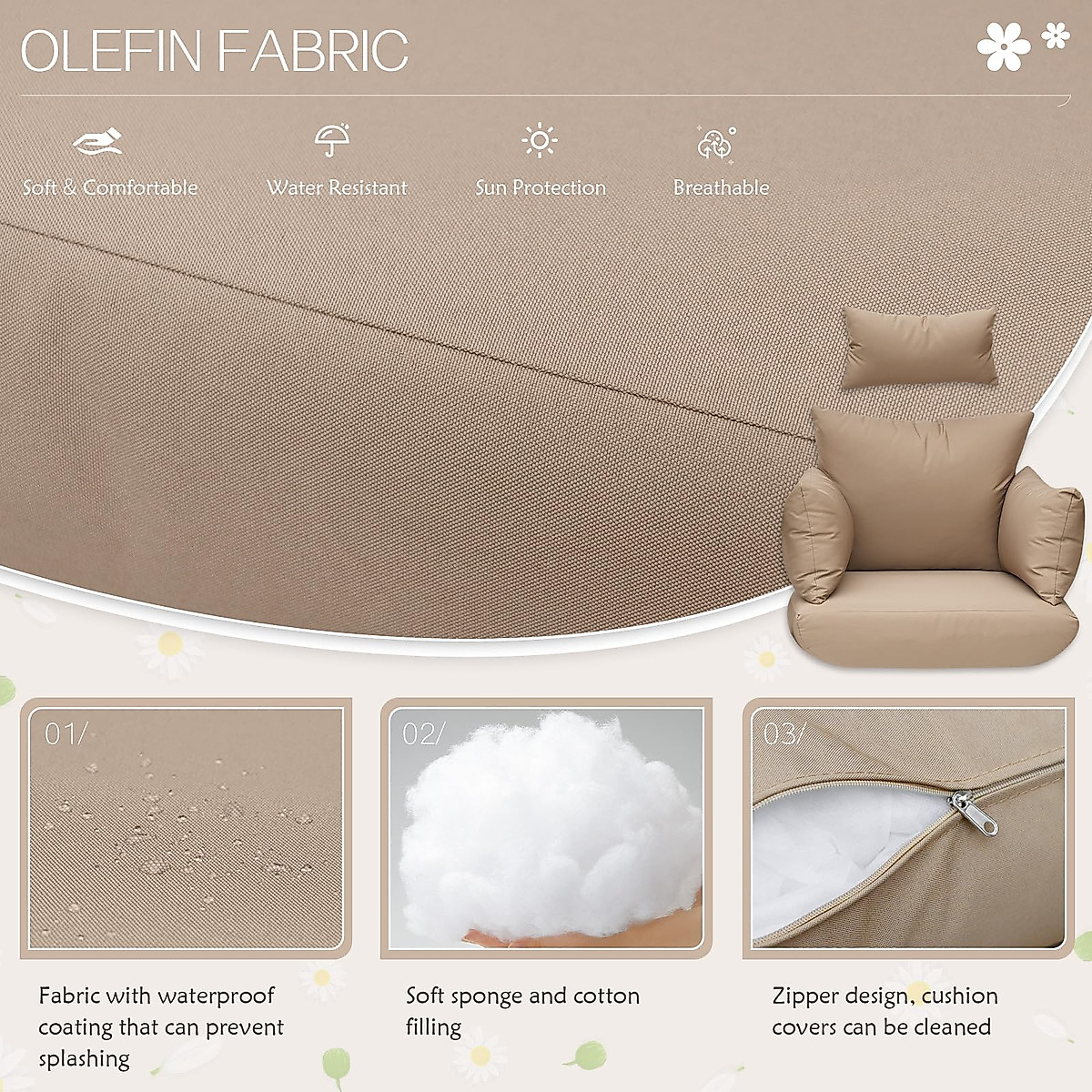 BULEXYARD Patio Wicker Stationary Egg Chair with Legs, Indoor Outdoor Oversized PE Rattan Egg Lounge Chairs for Garden, Backyard, Living Room, Bedroom(Brown/Brown, 2 Pcs)