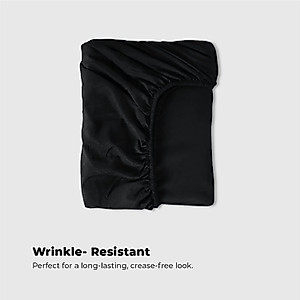 Karin Maki Microfiber Full Size Bed Sheets Set - 1800 Thread Count Bed Set - Super Soft Luxury Egyptian Bedding - Deep Pocket Fitted Sheet with Pillow Cases - Wrinkle Free and Fade Resistant - Black