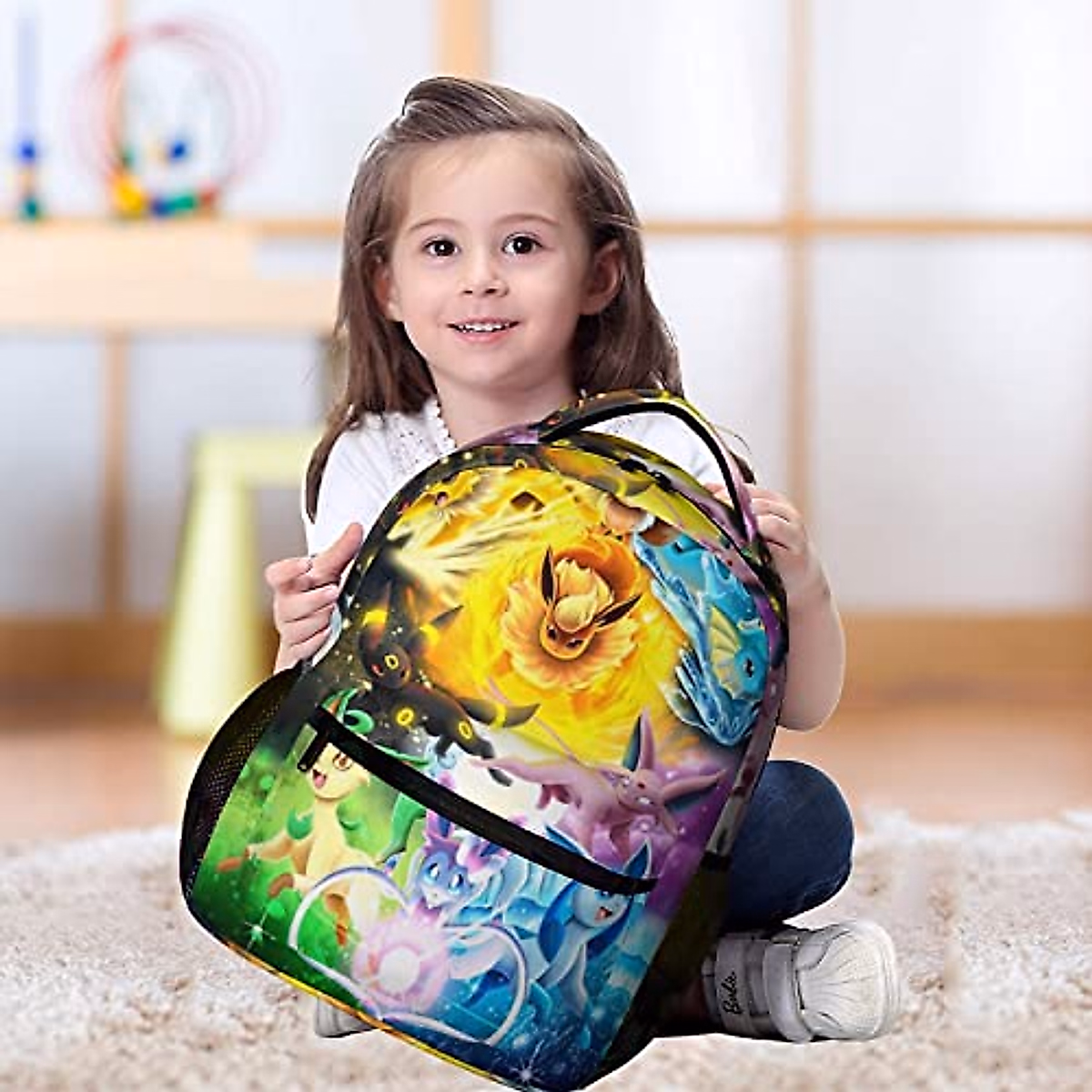 Anime Go Eev-ee Evolutions Backpack Versatile Stylish Multifunctional Anime Bag- for Work Leisure