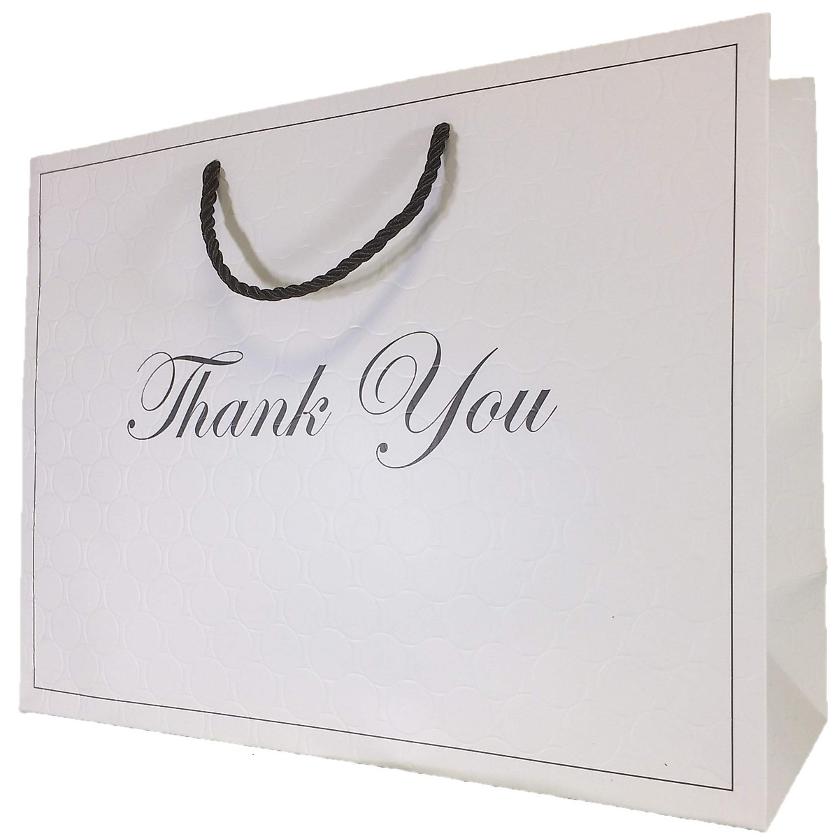 MODEENI 12 Large White Thank You Gift Bag Wedding Thank U Bags with handles 13x10 Paper Shopping Large White Gift Bags Merchandise Premium Quality Elegant Luxury Matte Modern Fancy Retail Clothing Boutique Birthday