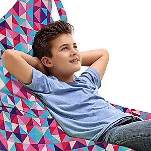 Ambesonne Modern Lounger Chair Bag, Mosaic Look Abstract Style Pattern of Polygons and Triangles Contemporary Design, High Capacity Storage with Handle Container, Lounger Size, Multicolor