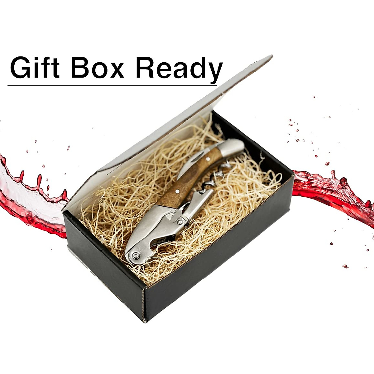 The Wine Chic Premium Professional Corkscrew Wine Opener with Elegant Wood Handle, Manual Wine Key with Foil Knife and Cap Bottle Opener for Bartenders, Waiters and Sommeliers