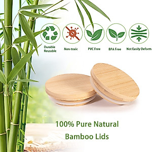 tyrixma Oui Yogurt Jar Lids, 12 Pack Oui Lids, Reusable Natural Bamboo Wood Lids for Oui Yogurt Jars with Silicone Rings Tight Seal (Jars Aren't Included)