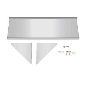 Chingoo Stainless Steel Shelf 12" x 48", 350 lb Wall Mounted Commercial Stainless Steel Shelves Metal Shelving for Restaurant, Bar, Utility Room, Kitchen and Garage