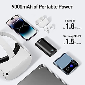 iWALK PowerSquid Portable Charger with Built-in 3 Cables, 9000mAh Ultra-Compact USB C Power Bank Fast Charging 18W PD with LED Display, Compatible with iPhone 14/13/12, Samsung Galaxy, Google Pixel