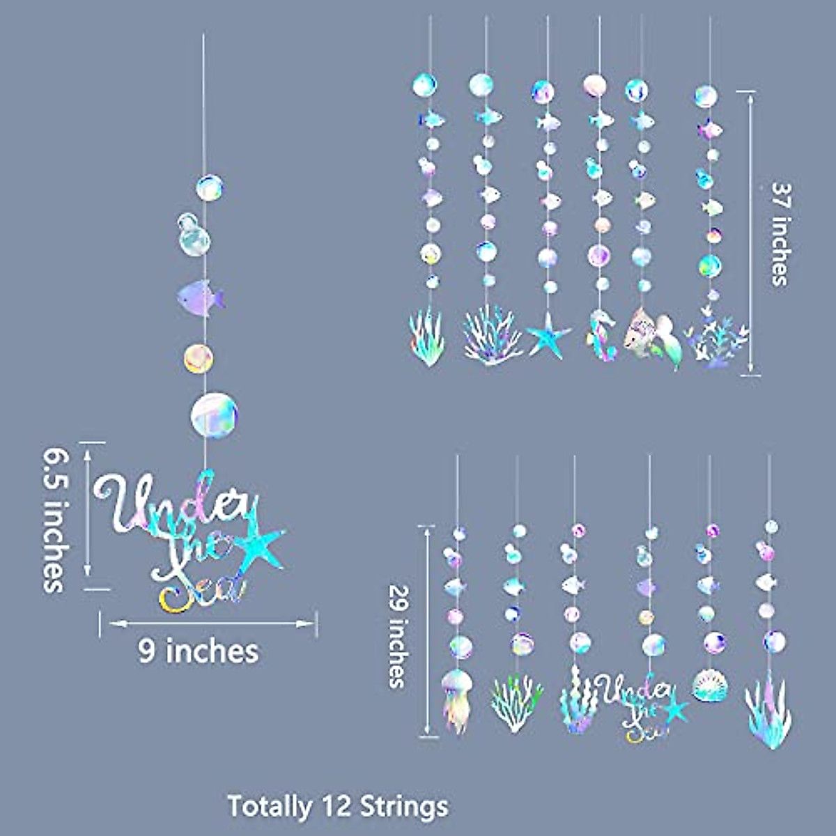 Iridescent Under The Sea Party Garland Decoration for Mermaid Birthday Party Decorations Ocean Theme Banner Streamer Backdrop for Baby Shower Party Supplies