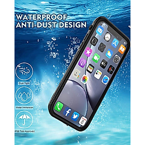 LOVE BEIDI iPhone XR Waterproof case Life Snowproof Dirtproof Shockproof Cover … (Black/Clear)
