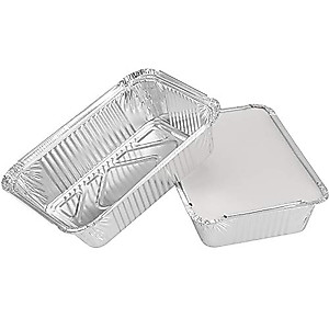 ZEONHAK 125 Pack 5 X 7 x 2 Inches Foil Pans with Lids, Disposable Aluminum Pans With Lid, Take Out Foil Pans Great for Baking, Cooking, Storing, Heating, Prepping Food