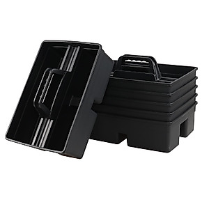 Fiazony 6 Pack Plastic Cleaning Caddy with Handle for Cleaning Supplies, Gray Plastic Carry Caddy Cleaning Tote