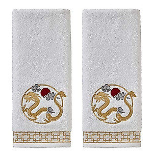 SKL Home Vern Yip Zodiac Dragon Hand Towel Set, White