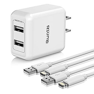 iPhone Charger MFi Certified, Quntis 2Pack 6.6ft Lightning Charging Cable Cord with Dual Port USB Wall Charger Block Adapter for iPhone 14 13 12 SE 11 Max XS XR X 8 7 6s 6 Plus iPad Pro iPod Airpods