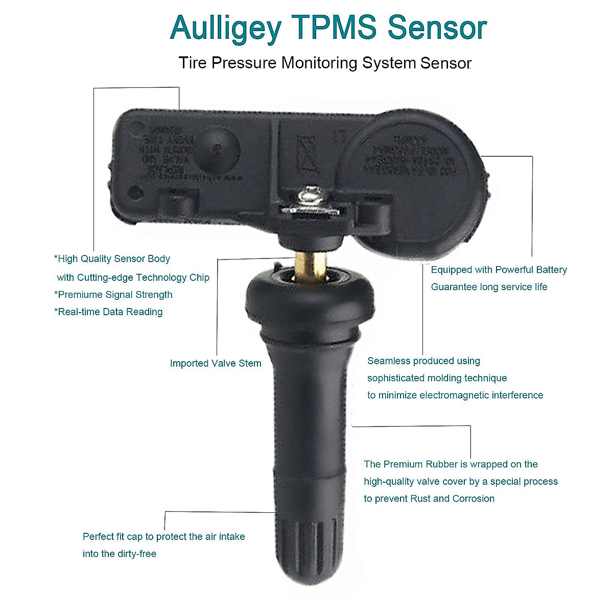 Aulligey 56029479AB Tire Pressure Sensor 315MHz Tire Pressure Monitoring Sensor TPMS (4 PCS) for Chrysler Dodge Jeep Ram Replaces OE# 56029465AB 56029479AA 56053030AB