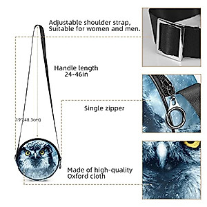 Nature Owl Bird Winter Snow Crossbody Bag for Women Teen Girls Round Canvas Shoulder Bag Purse Tote Handbag Bag