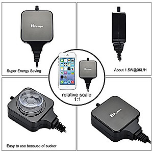 AsiaPPump Aquarium Air Pump Quietest Energy Saving 1-1.5W 24-40 Gallon (Black Square)