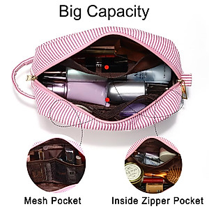 YOOLIFE Easter Gifts for Girls Kids - Birthday Gifts for Women Teen Girls Daughter Sister Friend, Initial Makeup Bag Toiletry Bag Cosmetic Bag, Pink A