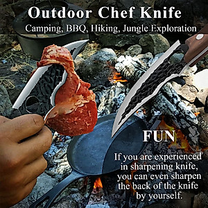 DRAGON RIOT Hybrid Viking Knife with Sheath Forged Boning Knife Multipurpose Meat Cleaver Butcher Knives Outdoor Camping BBQ Knife with Gift Box
