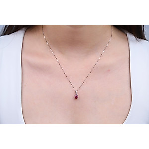Gin & Grace 10K White Gold Mozambique Genuine Ruby Pendant with Diamonds for women,Ethically, Metal gemstone Diamond, Ruby