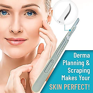 MyMed #15 Disposable Scalpel, Pack of 10 Dermaplaning Blades with Plastic Handle, Scalpel for School Science, High Carbon Steel Dermablade Blades. Individually Wrapped, Sterile