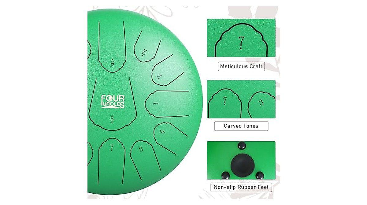 FOUR UNCLES 12" Steel Tongue Drum - Relaxing Musical Gift