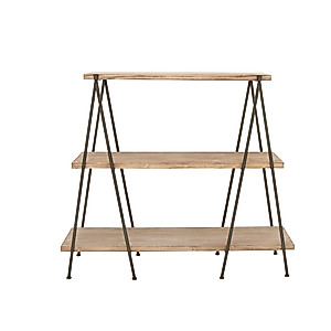 Deco 79 Antique Colonial Useful Wood Metal 3-Tier Shelf, 59" x 18" x 51", Brown