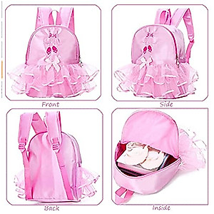 ORIDOOR Little Girl's Cute Ballet Dance Duffel Bags Tutu Dress Dance Backpack with Pink Lace for Ballerina B3 Pink Shoes