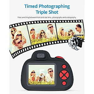 MOREXIMI Kids Camera, Digital Camera for Kids 3-8 Year Old, Birthday, Toys for Girls, 2.4" IPS Screen, Video Camcorder with Flash, 32G Card Included, Perfect Size (Black)