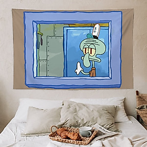 DOBOER Squidward in Window Tapestry for College Dorm, Bedroom and Living Room Home Decor, Funny Anime Wall Tapestries Hanging for Men 40"x60"