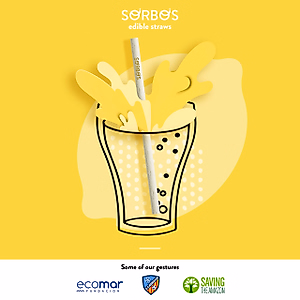 Sorbos Edible Straws, Lemon Flavored, Sustainable, Individually Packaged, No Plastic, No Allergens, No Gluten, No PFAS, 100 Percent Biodegradable, 7.4 inches long (Pack of 200)