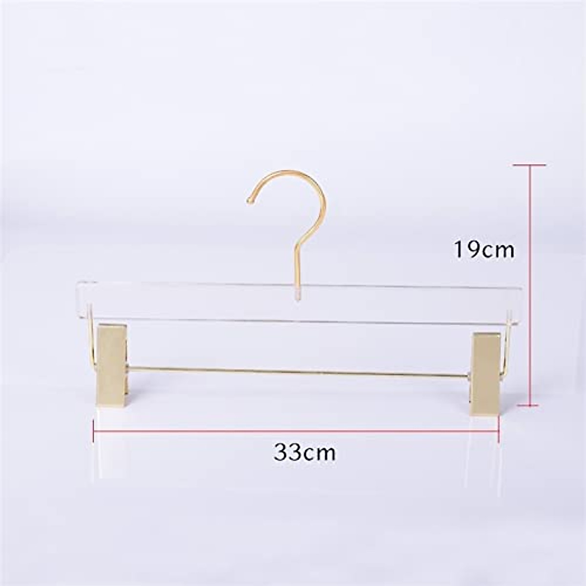 10 Pieces of Acrylic Transparent Gold Hook Hanger Acrylic Hanger with Gold Clip Clear Acrylic Hanger Pants Hanger Clip Skirt Display