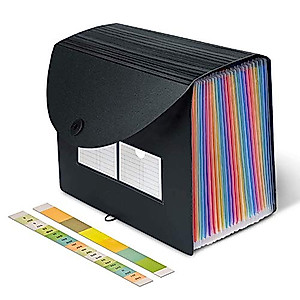 Accordian File Organizer, Portable Expanding File Folder, Multi Pocket Accordion for Storage & Holder Documents, Bills, Receipts, Papers A4 Letter Size 24 Pockets
