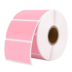 MUNBYN 2.25"x1.25" Thermal Sticker Labels, Pink Self-Adhesive Barcode Label Paper for Direct Thermal Printer and Business, Multi-Purpose Rectangle Address Shipping Mailing Stickers,1000 Sheets/Roll