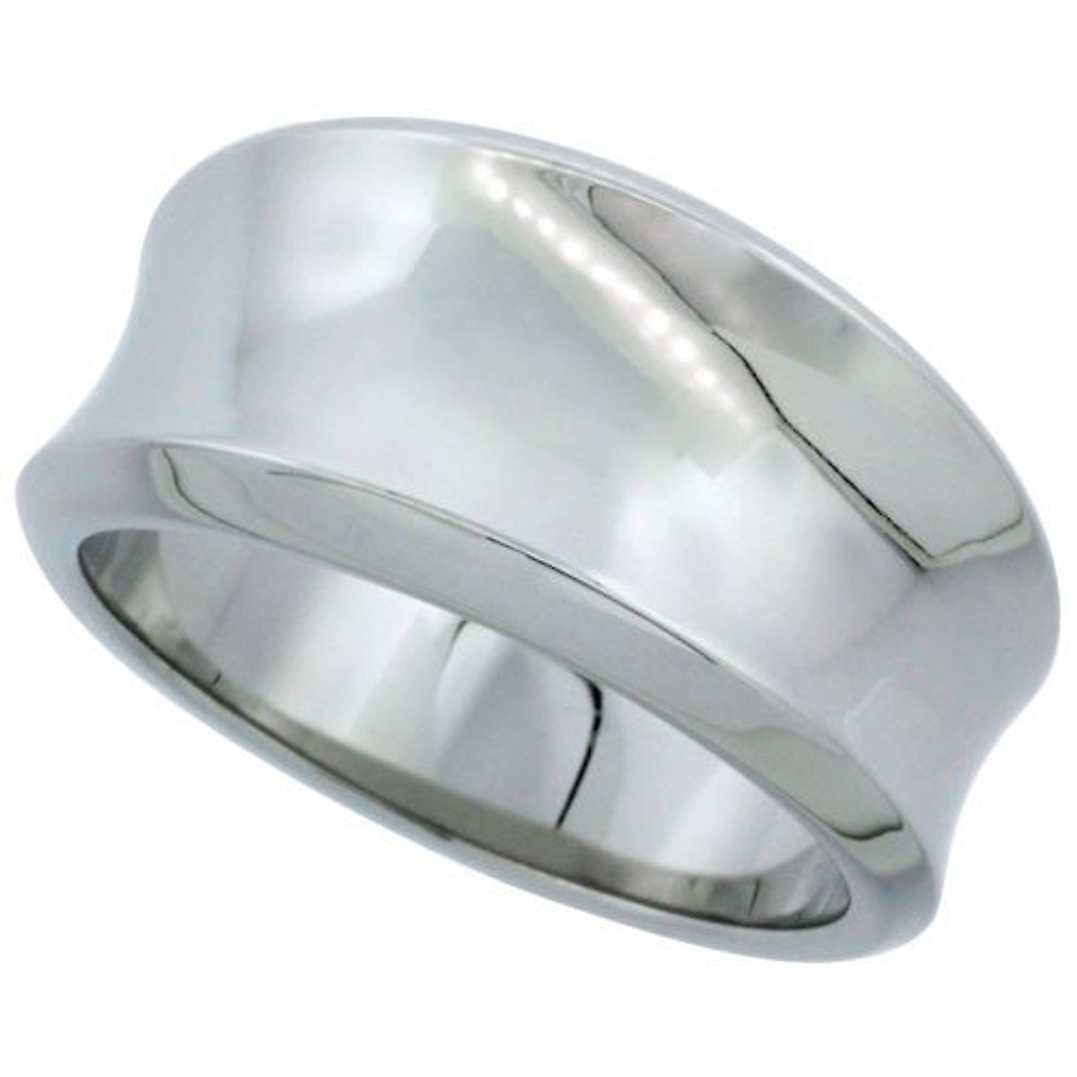 Surgical Stainless Steel Concaved Cigar Band Ring Beveled Edges 7/16 inch long, size 7