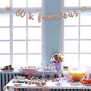 Rose Gold 60 Fabulous Banner, 60th Birthday Party Decor, Funny 60 Years Old Birthday Banner, 60th Birthday Party Decorations