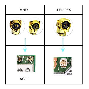 onelinkmore MHF4 to SMA M.2 NGFF SMA Female Bulkhead to IPX IPEX RF Pigtail WiFi Antenna Extension Cable for PCI WiFi Card Wireless Router M.2 Cards 0.81mm Pack of 2 (2 inch (5 cm))