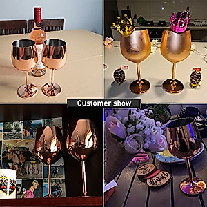 CANTONG Rose Gold Wine Glasses 18 oz, Long Stem Stainless Steel Wine Glasses, Wine Glasses set of 2