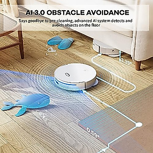 LYNKBEY M20 Pro Robot Vacuum and Mop Combo, Auto Mop Cleaning&Hot Air Drying, Self-Emptying&Refilling, Ultra Thin Robot Vacuum Cleaner, Compact Dock, 5000Pa Suction, AI Obstacle Avoidance, APP Control