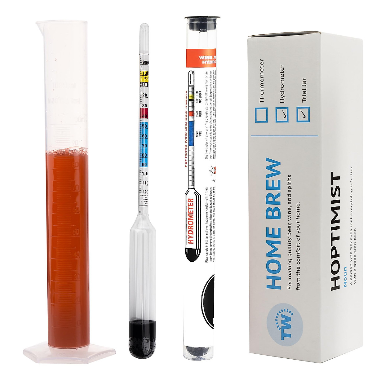 Hydrometer for Wine Making with 100 MM Hydrometer Alcohol Test Jar - Specific Gravity Hydrometer for Wine and Beer Making Testing Kit and Brewing Your Own Homebrew