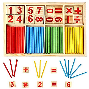 KUTOI Counting Number Blocks and Sticks | Montessori Toys for Kids Learning| Homeschool Supplies for Math manipulatives | Toddlers Educational Wooden rods with Storage Tray