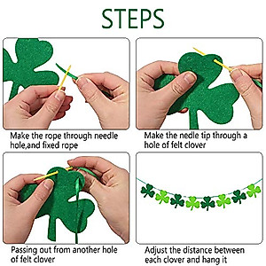 XIMISHOP St Patrick's Day Decorations, St.Patrick's Day Banner, Irish Felt Shamrock Clover Garland Burlap Banners，Irish Party Supplies - Green and Light Green Color