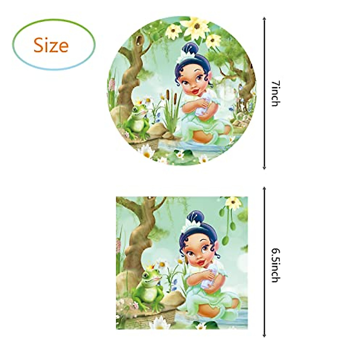 Tiana Birthday Party Supplies, Include 20 Plates and 20 Napkins, for Princess Tiana Birthday Baby Shower Party Decorations