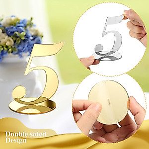 Yalikop Table Numbers Table Numbers for Wedding Reception Wedding Gold Wedding Table Numbers with Holder Elegant Mirror Table Numbers for Wedding Party Birthday Anniversary Event Catering (Gold)