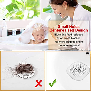 Hair Drain Catcher,Square Drain Cover for Shower Silicone Hair Stopper with Suction Cup,Easy to Install Suit for Bathroom,Bathtub,Kitchen 4 Pack (Grey Aluminium White)