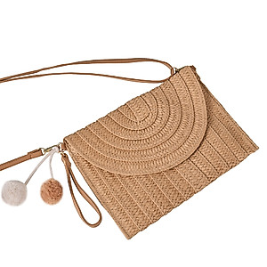 Eiyye Summer Clutch Woven Purse Beach Bag Straw Bag Crossbody Bags with Adjustable Strap Crossbody Purses for women - Vacation Essentials