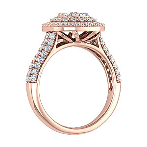 1 Carat Cushion Shape Halo Diamond Engagement Ring in 14K Rose Gold (Ring Size 7)