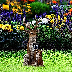 YANGXUE Solar Garden Light, Fawn Solar Light Garden Decor Statues, Solar Deer Statues Lamp, Resin Crafts Light Lantern,Garden Decor Ornament Used for Home,Yard, Patio Art Decorations