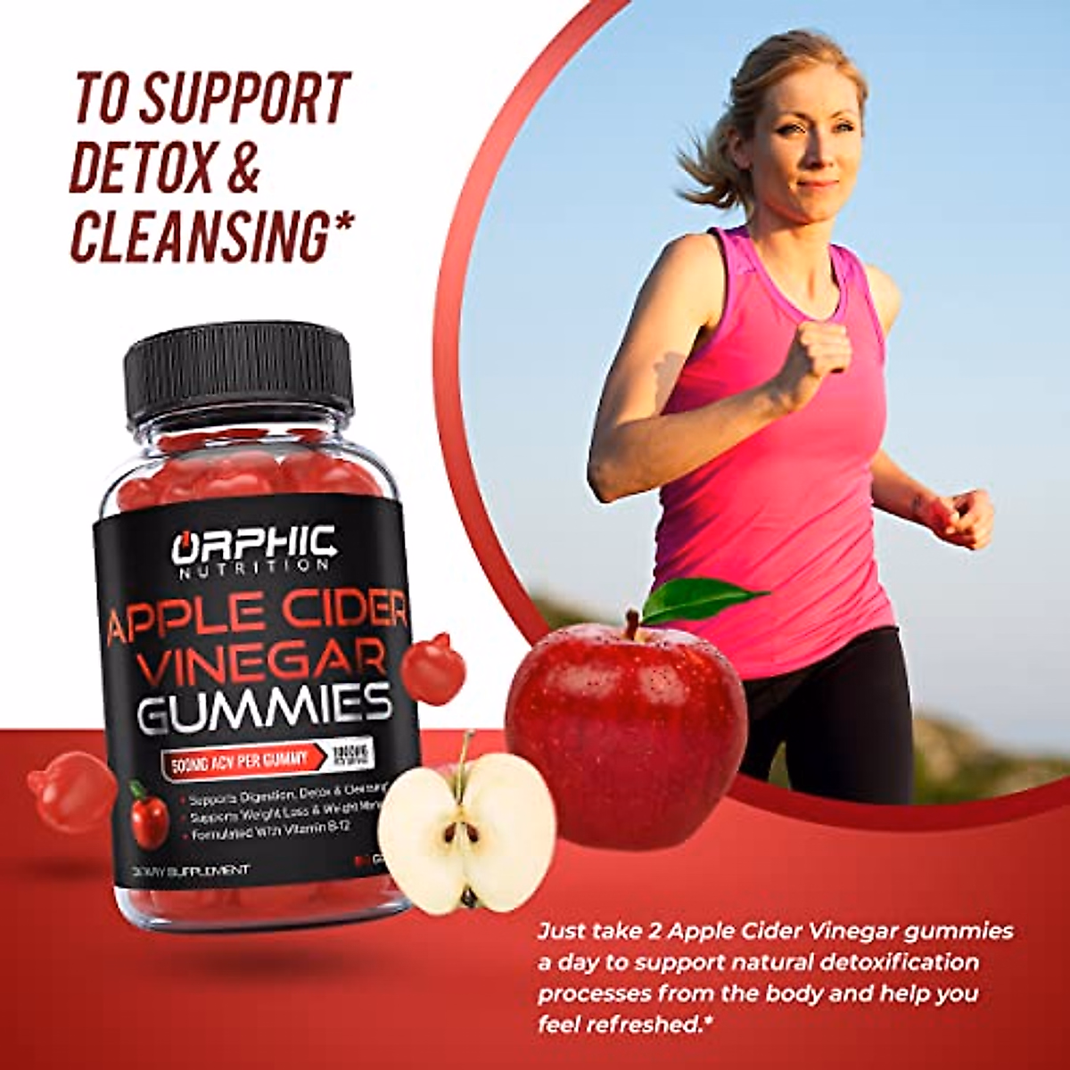 Apple Cider Vinegar Gummies - 1000mg -Formulated to Support Weight Loss Efforts, Normal Energy Levels & Gut Health* - Supports Digestion, Detox & Cleansing* - ACV Gummies W/ VIT B12, Beetroot