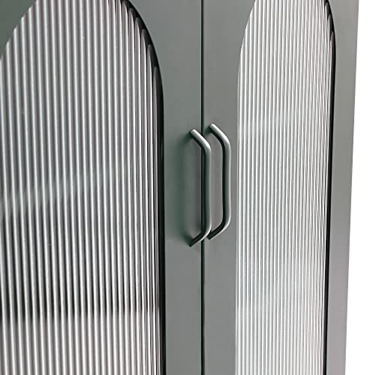 Creative Co-Op Solstice Metal Cabinet with 2 Arched Glass Doors, Dark Green