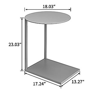 HollyHOME Round&Rectangle Metal End Side Table, Accent Anti-Rust Waterproof Simplistic Sofa Table, Modern Outdoor&Indoor Characteristic Coffee Table, (D)18.03"x(H)23.03"x(L)17.24"x(W)13.27", Grey