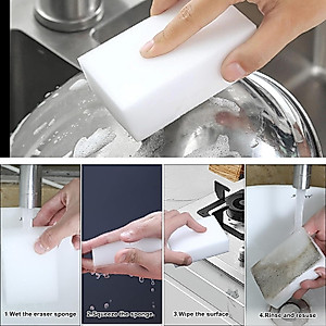 YXCFYJPPD-50Pack Extra Thick Magic Cleaning Sponges - Reusable Eraser Sponge for All Surfaces - Kitchen-Bathroom-Furniture-Leather-Car-Steel - Just Add Water - Melamine - Universal Cleane